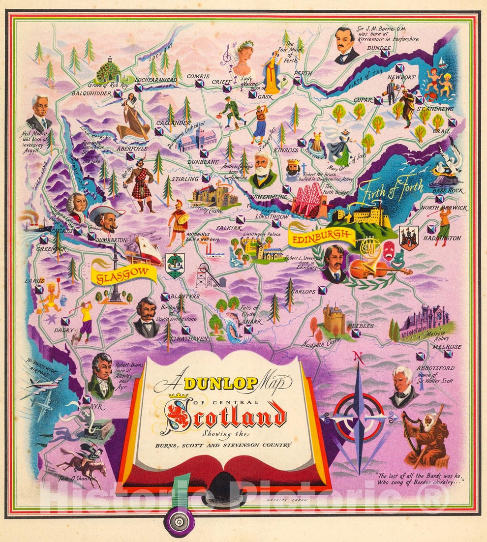 Historic Map : A Dunlop Map of Central Scotland Showing the Burns, Sco ...