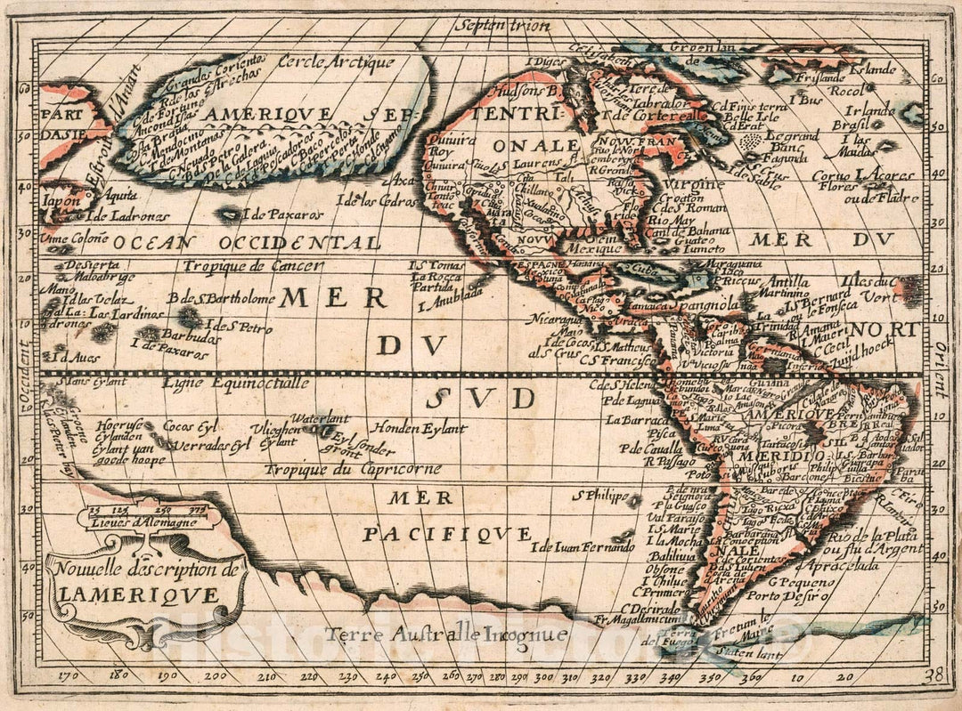 Historic Map : Nouvelle description de l'Amerique., 1659, Vintage Wall ...
