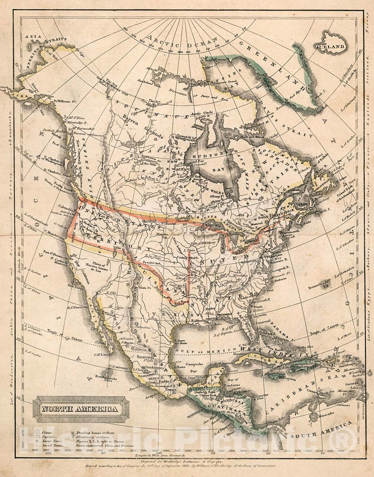 Historic Map : North America., 1823, Vintage Wall Decor – Historic Pictoric