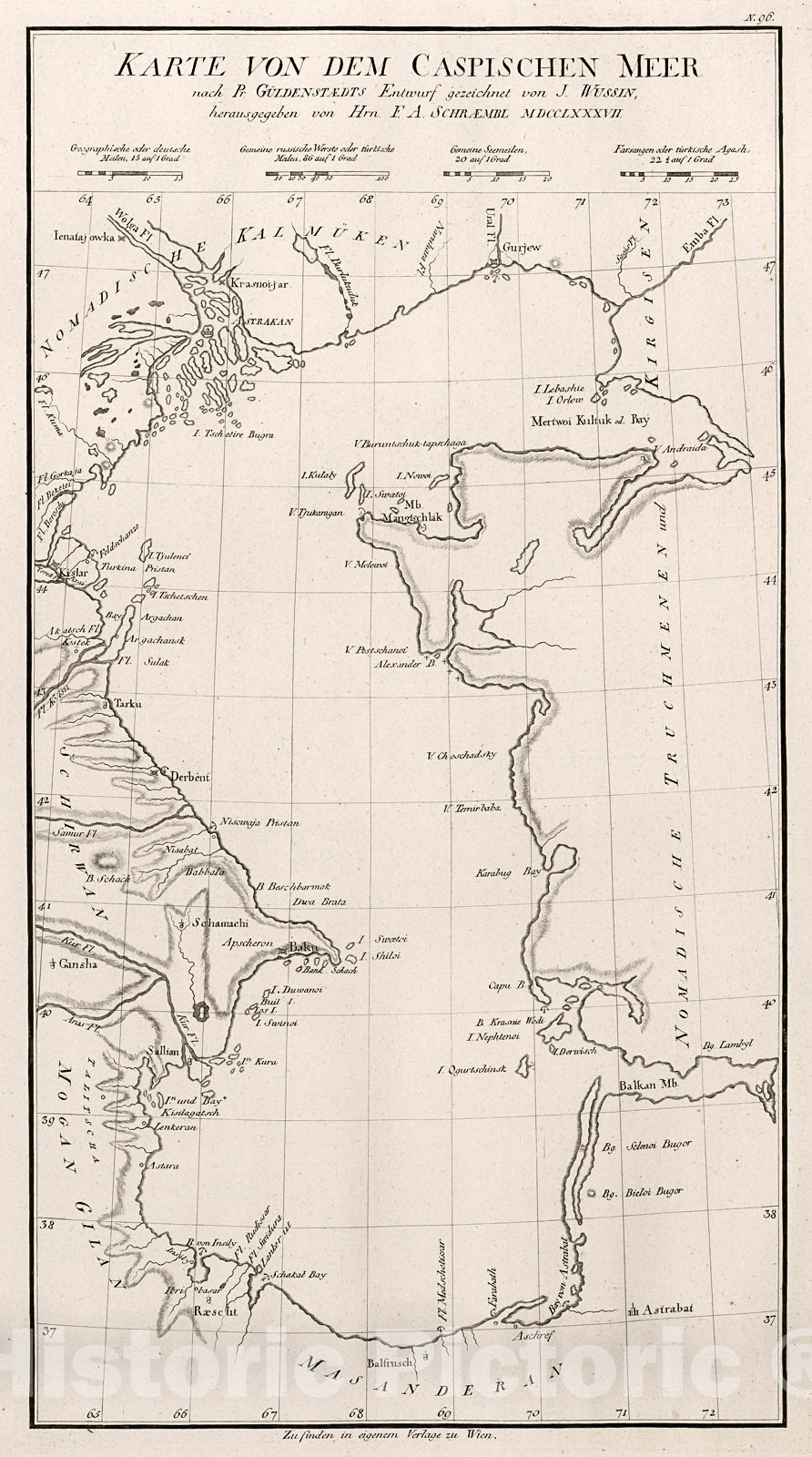 Historic Map : Karte von dem Caspischen Meer., 1800, Vintage Wall Deco ...