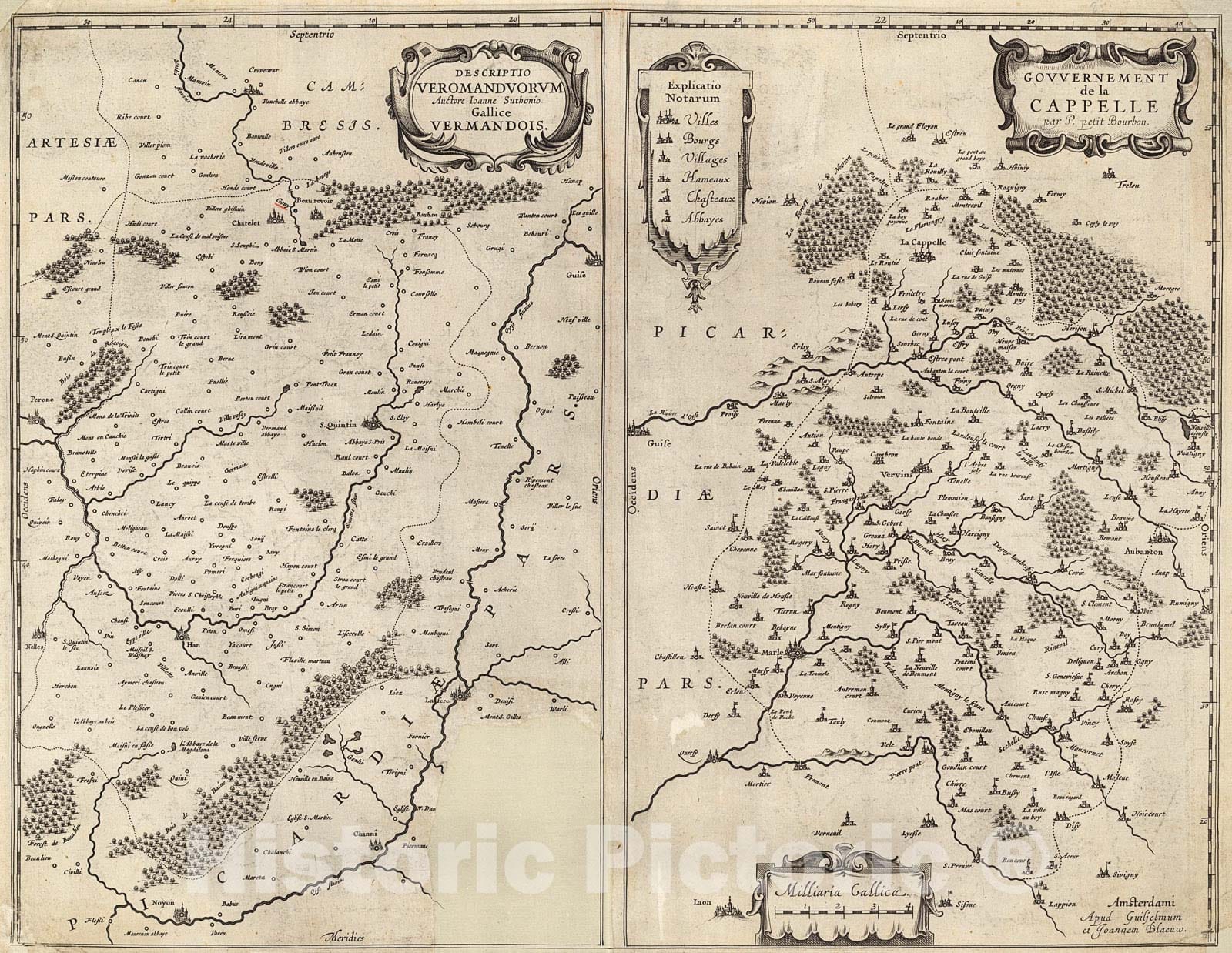 Historic Map : Vermandois. Gouvernement de la Cappelle, 1650, Vintage ...