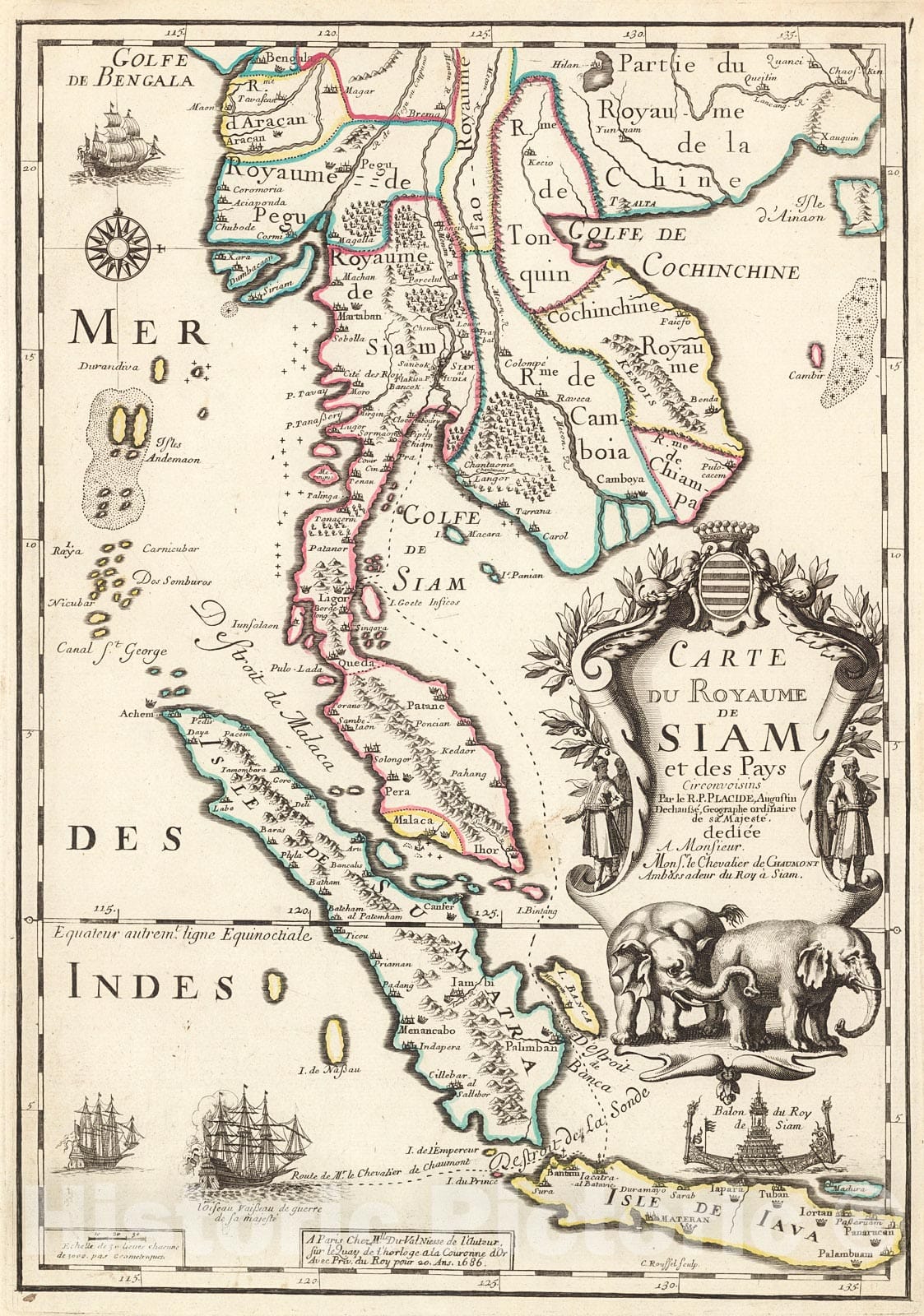 Historic Map : Carte du Royaume de Siam et des pays Circunvoisins, 171 ...