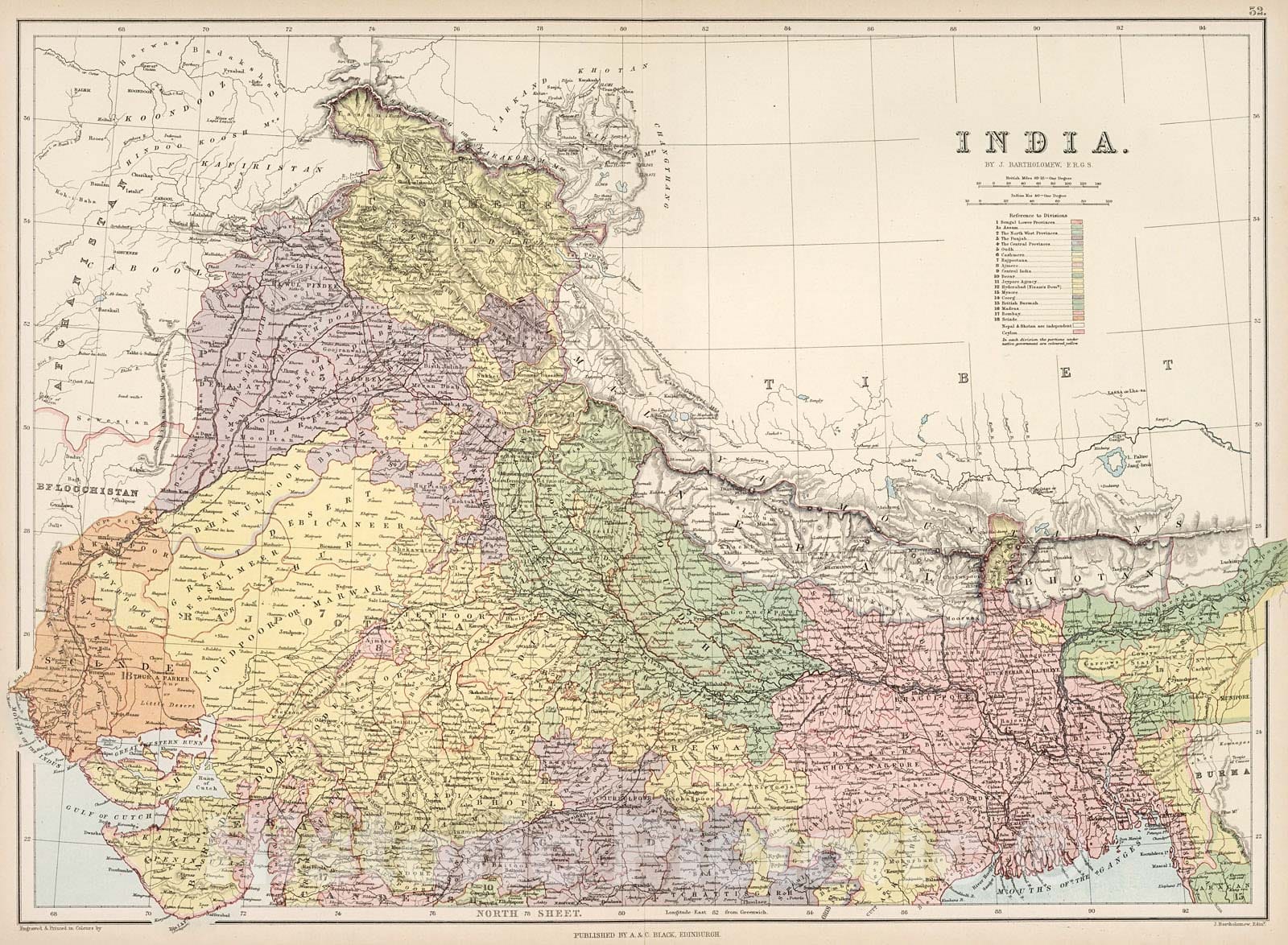 Historic Map : India., 1884, v1, Vintage Wall Decor – Historic Pictoric