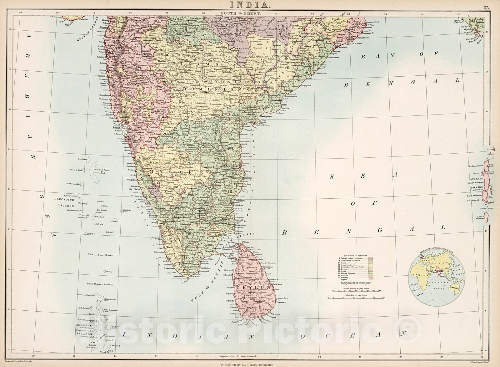 Historic Map : India., 1884, v2, Vintage Wall Decor – Historic Pictoric