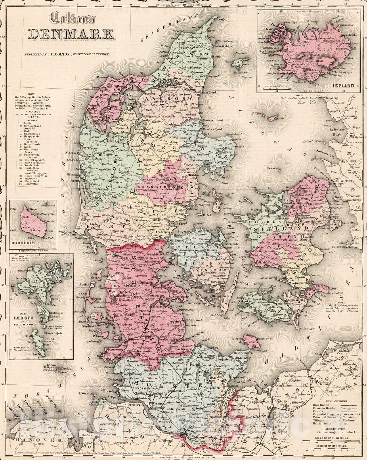 Historic Map : Denmark., 1861, Vintage Wall Decor – Historic Pictoric