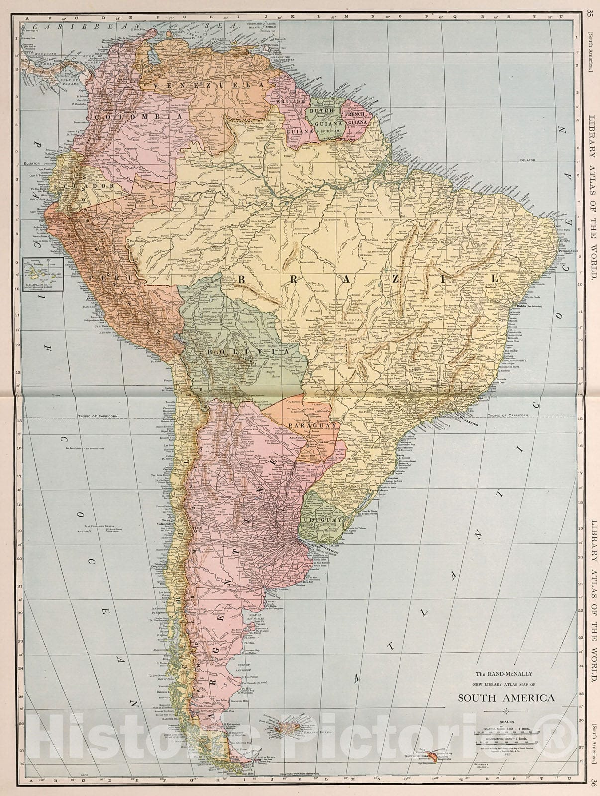 Historic Map : South America., 1912, Vintage Wall Decor – Historic Pictoric