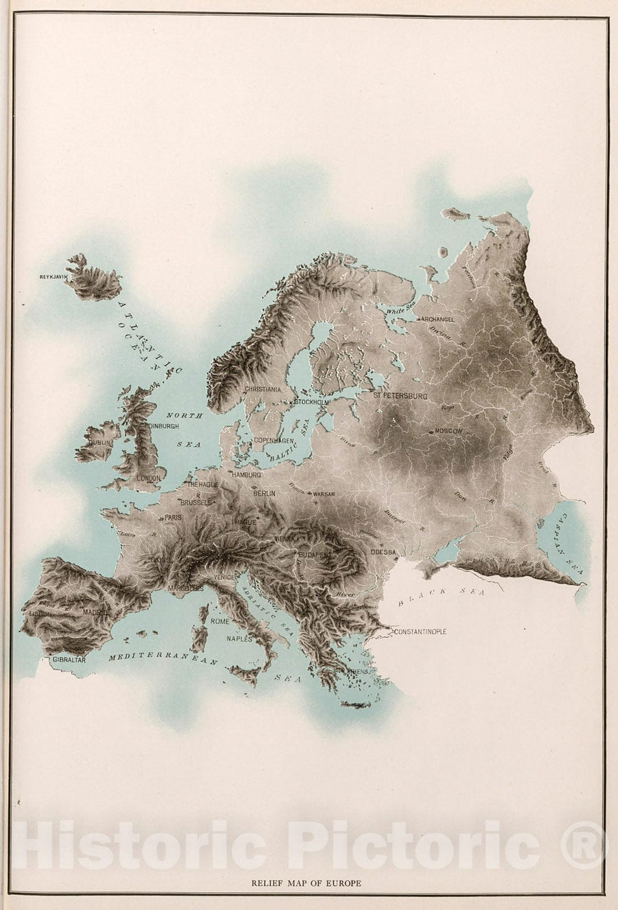 Historic Map : Relief Map of Europe., 1912, Vintage Wall Decor ...
