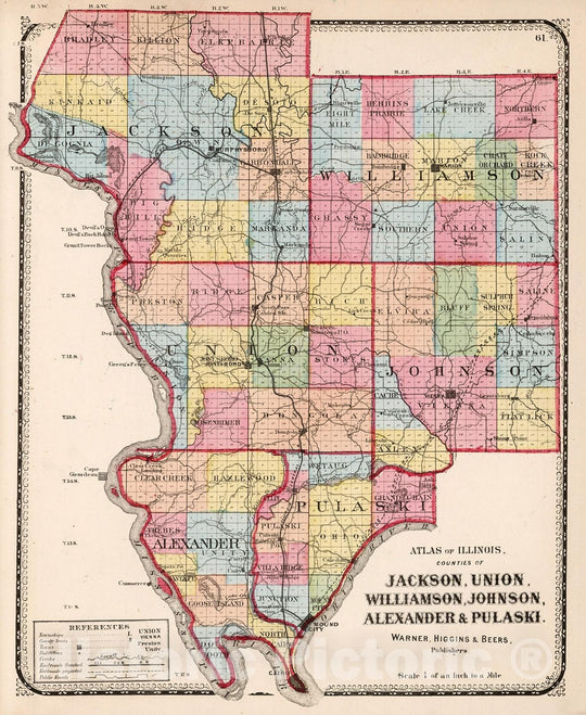 Historic Map : Counties of Jackson, Union, Williamson, Johnson, Alexan ...