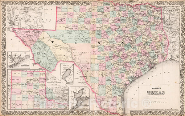 Historic Map : Texas., 1880, Vintage Wall Decor - Historic Pictoric