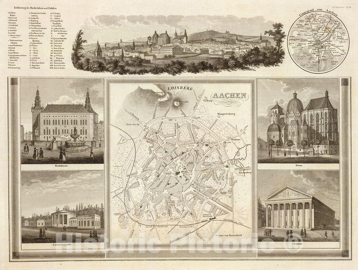 Historic Map : Aachen., 1860, Vintage Wall Decor – Historic Pictoric