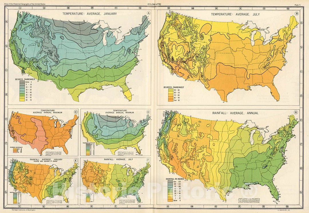 Historic Map : Plate 5. Climate., 1932, Vintage Wall Decor – Historic ...