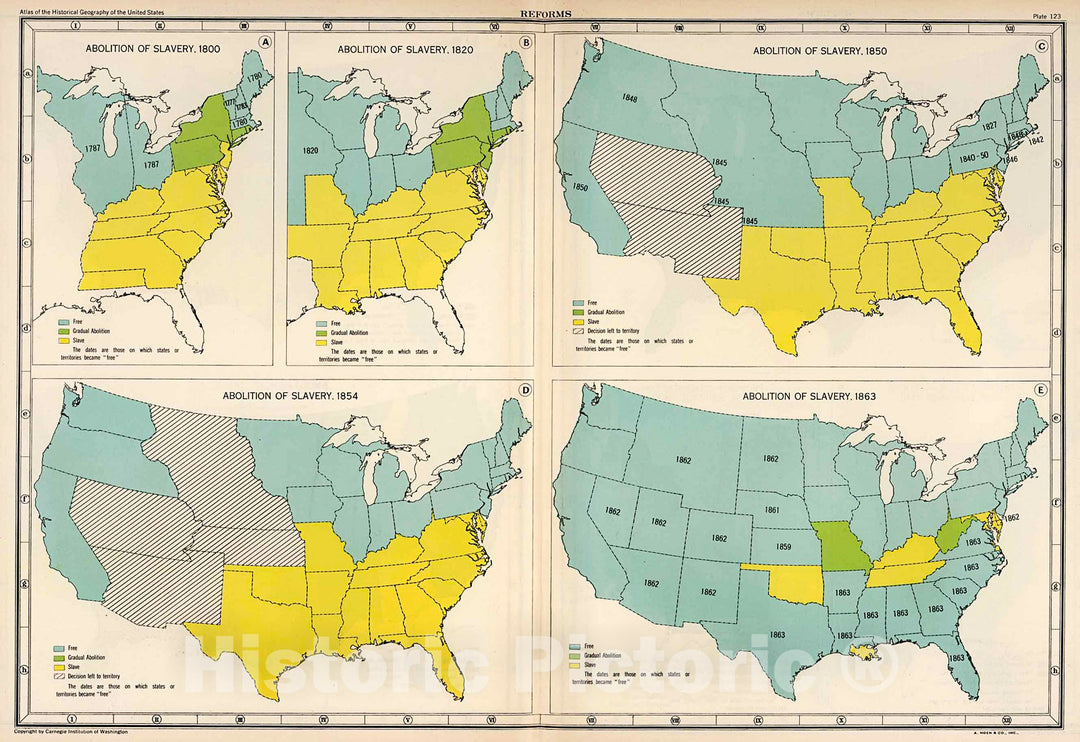 Historic Map : Plate 123. Reforms. Abolition of Slavery, 1800 - 1863 ...