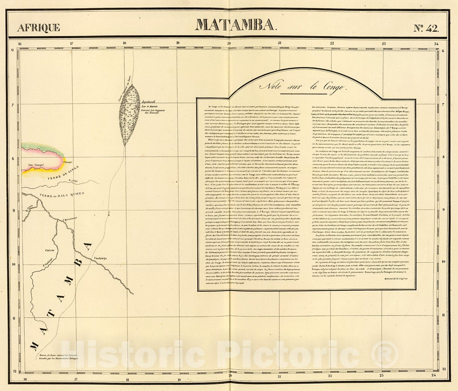 Historic Map : Matamba. Afrique 42., 1827, Vintage Wall Decor ...