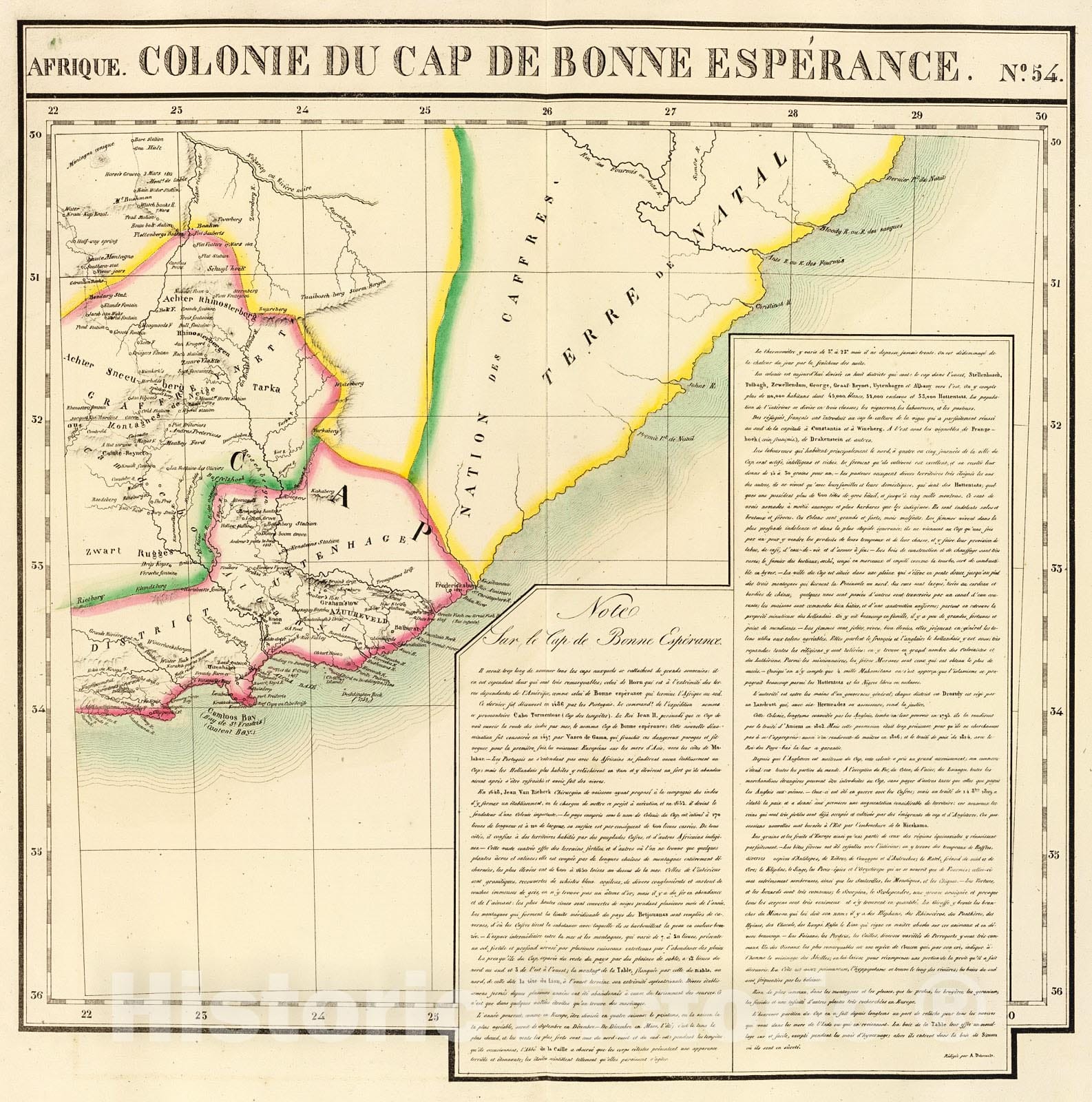 Historic Map : Cap de Bonne Esperance. Afrique 54., 1827, Vintage Wall ...