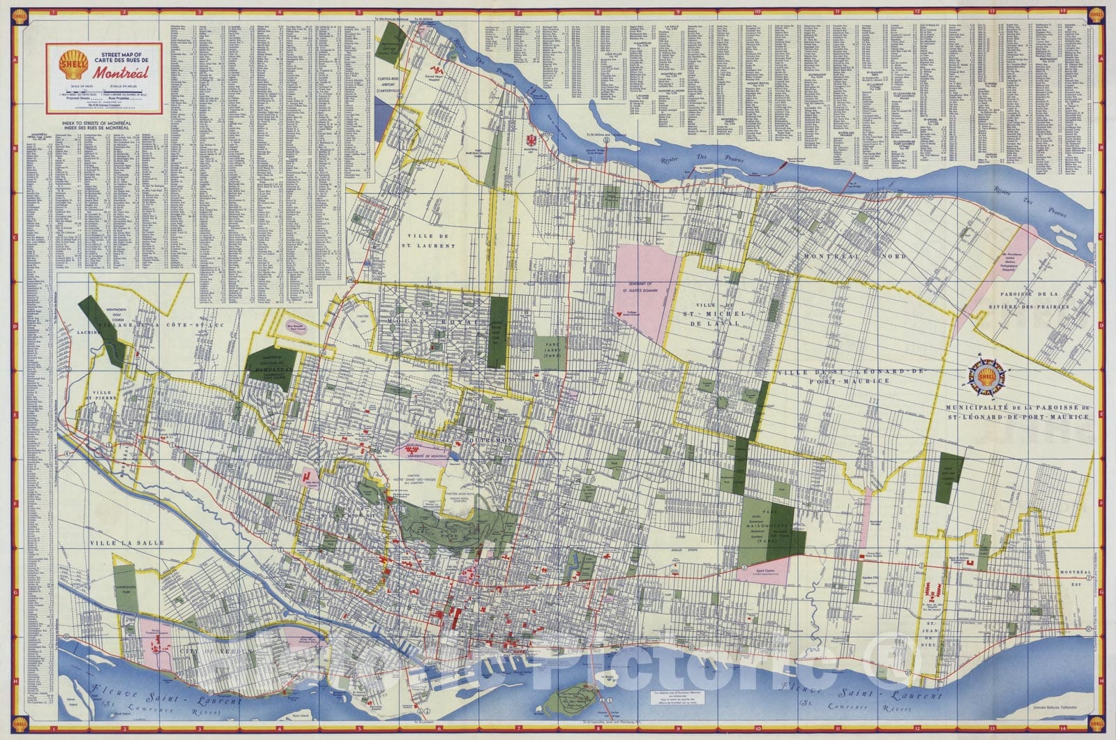Historic Map : Shell Street Map of Montreal., 1956, Vintage Wall Decor ...