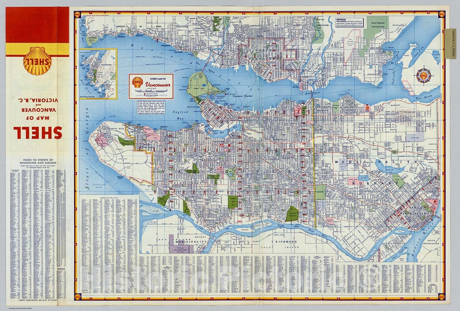 Historic Map : Shell Street Map of Vancouver., 1956, Vintage Wall Deco ...
