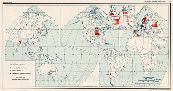 Historic Map : Iron Ore Production, 1938, 13., 1943, Vintage Wall Deco ...