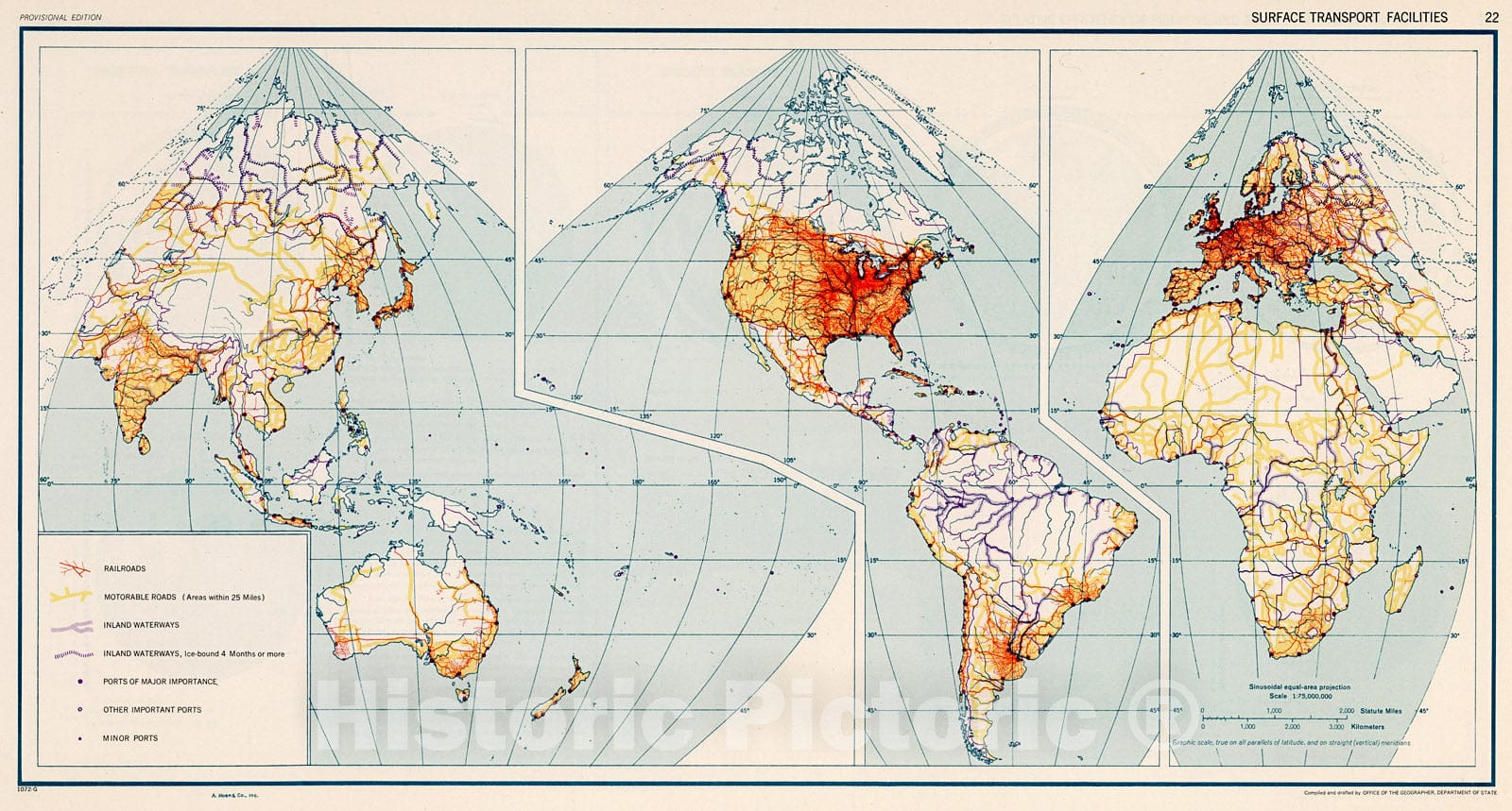 Historic Map : Surface Transport Facilities 22., 1943, Vintage Wall De ...