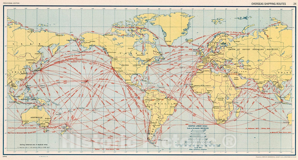 Historic Map : Overseas Shipping Routes 24., 1943, Vintage Wall Decor ...