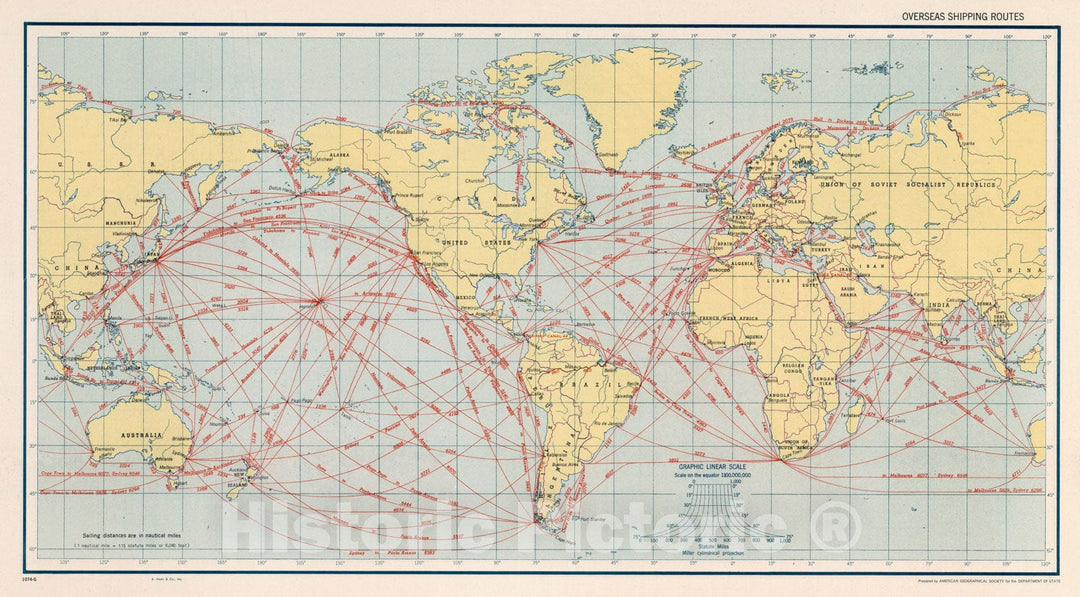 Historic Map : Overseas Shipping Routes 24., 1943, Vintage Wall Decor ...