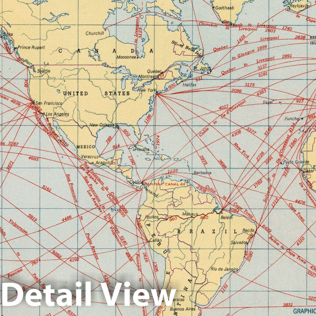 Historic Map : Overseas Shipping Routes 24., 1943, Vintage Wall Decor ...