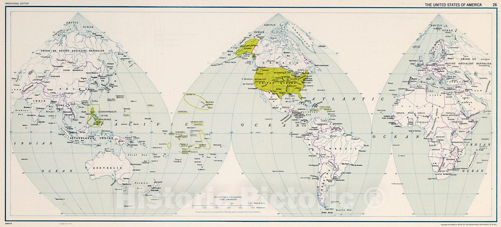 Historic Map : The United States of America 26., 1943, Vintage Wall De ...
