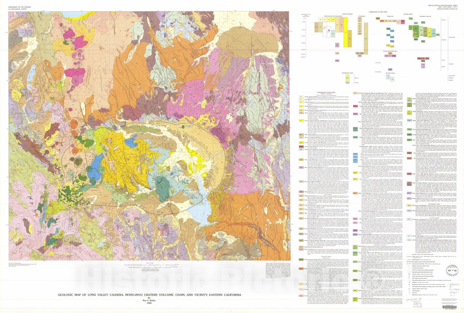Map : Geologic map of Long Valley caldera, Mono-Inyo Craters volcanic ...