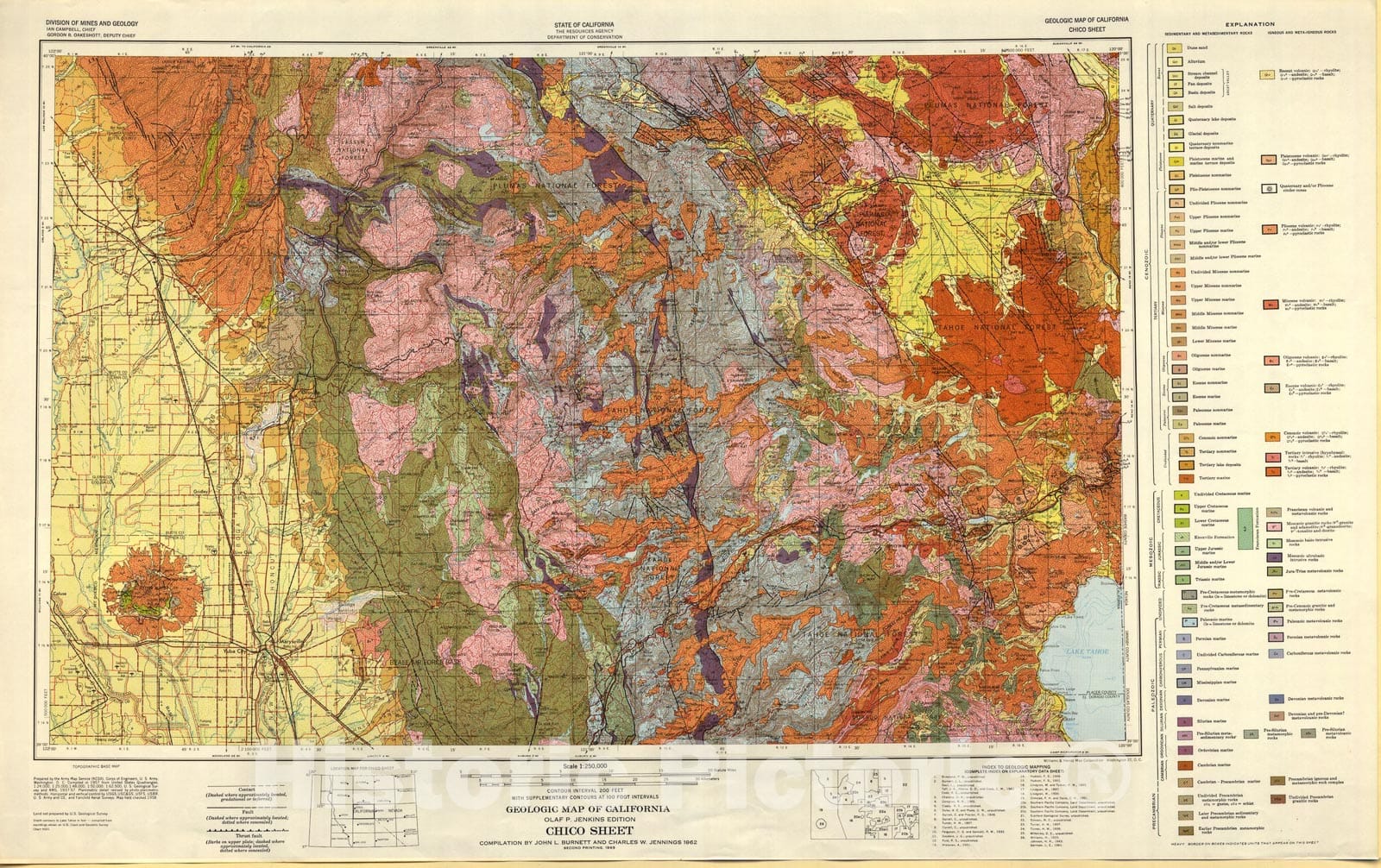 Map : Geologic map of California : Chico sheet, 1962 Cartography Wall ...