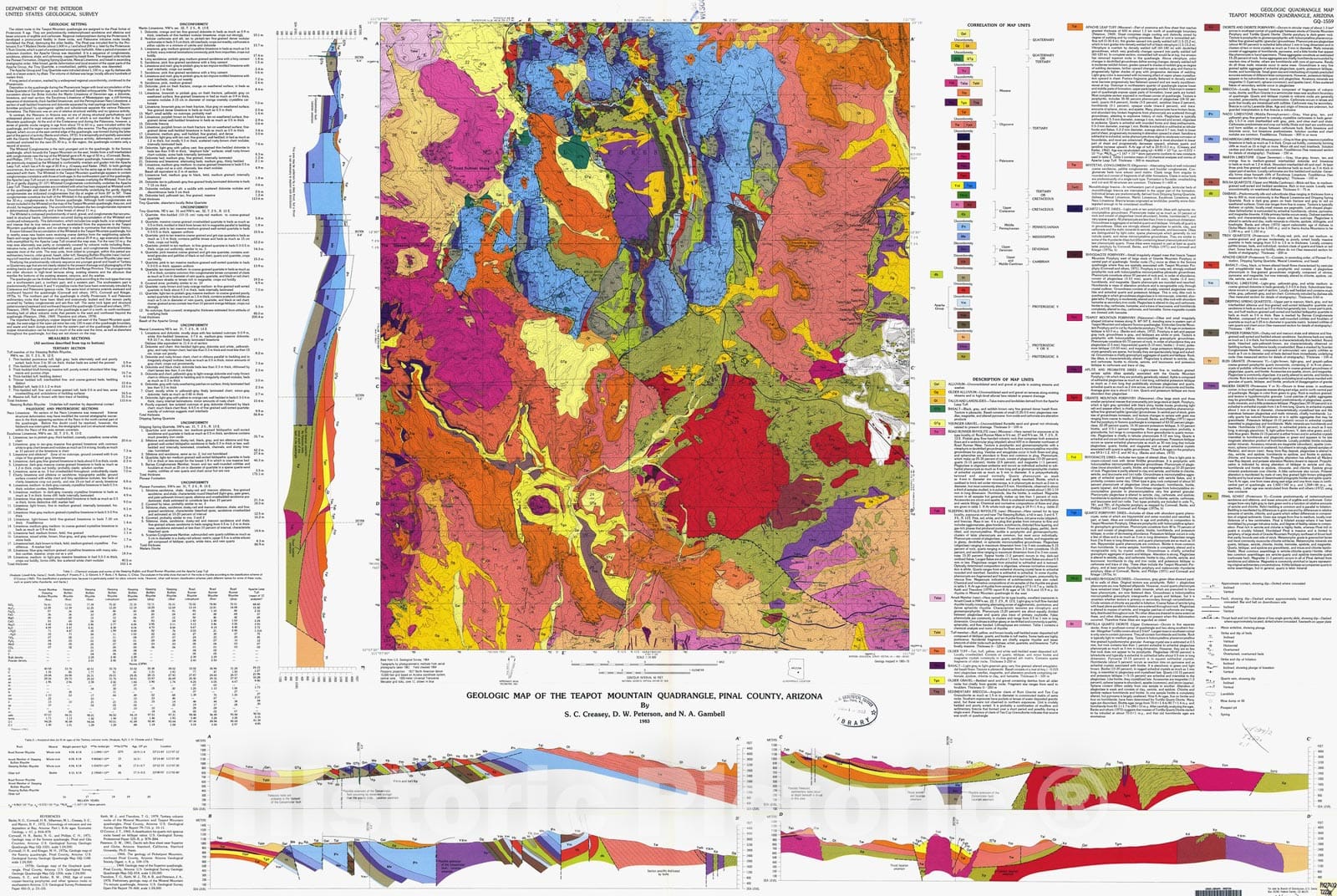 Map : Geologic map of the Teapot Mountain quadrangle, Pinal County, Ar ...