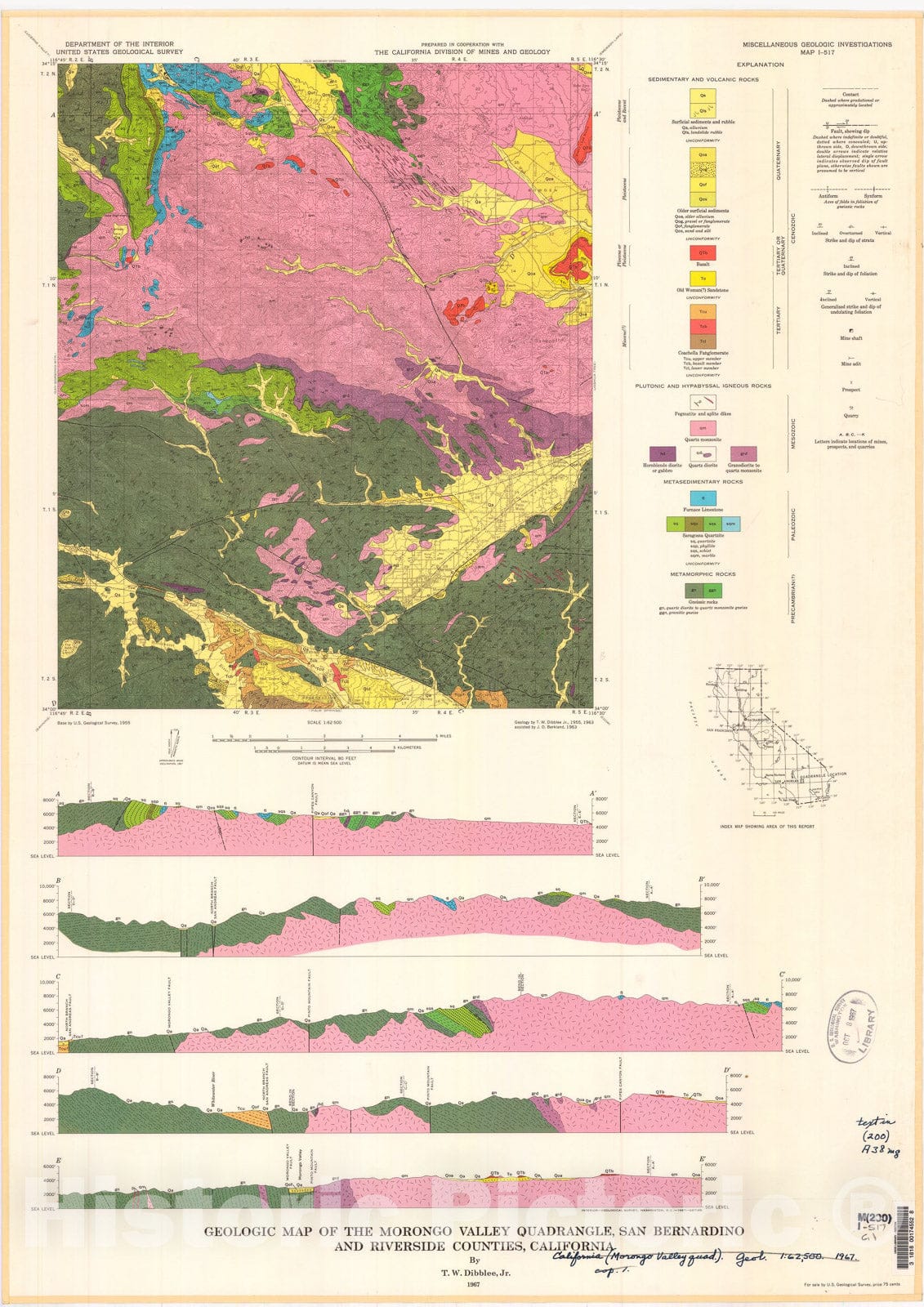 Map : Geologic map of the Morongo Valley quadrangle, San Bernardino an ...