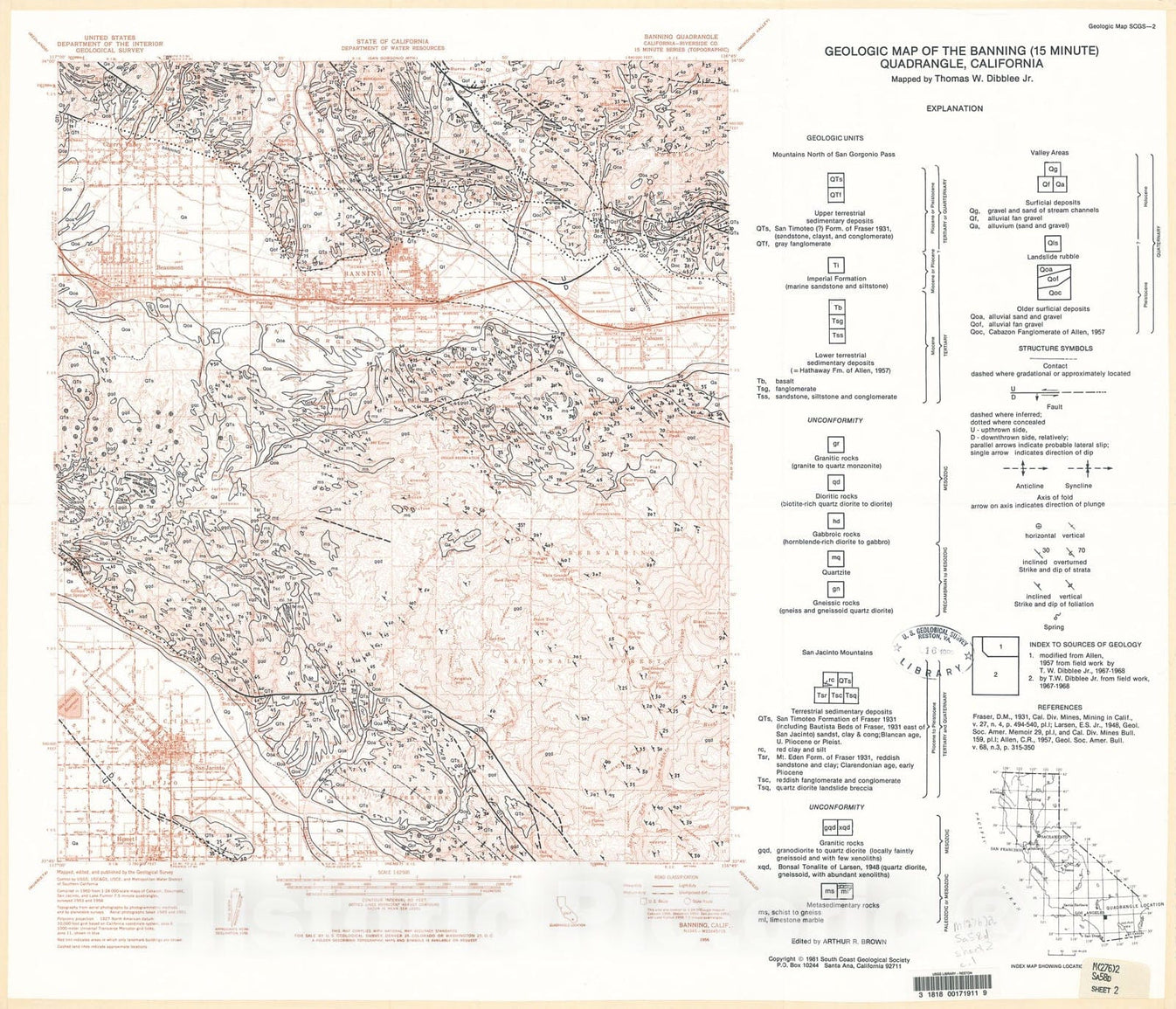 Map : Geologic map of the Banning (15 minute) quadrangle, California ...