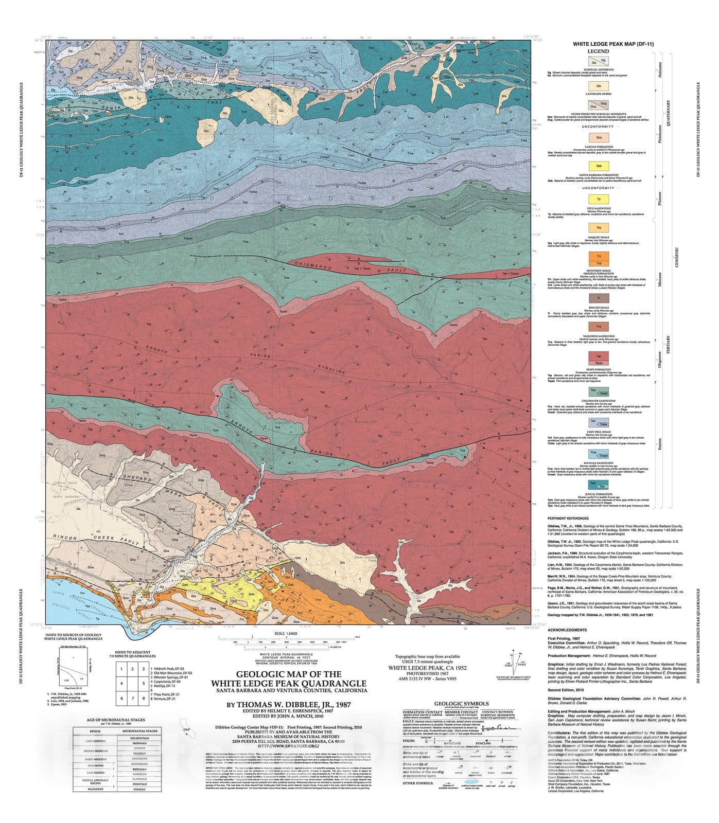 Map : Geologic map of the White Ledge Peak quadrangle, Santa Barbara a ...