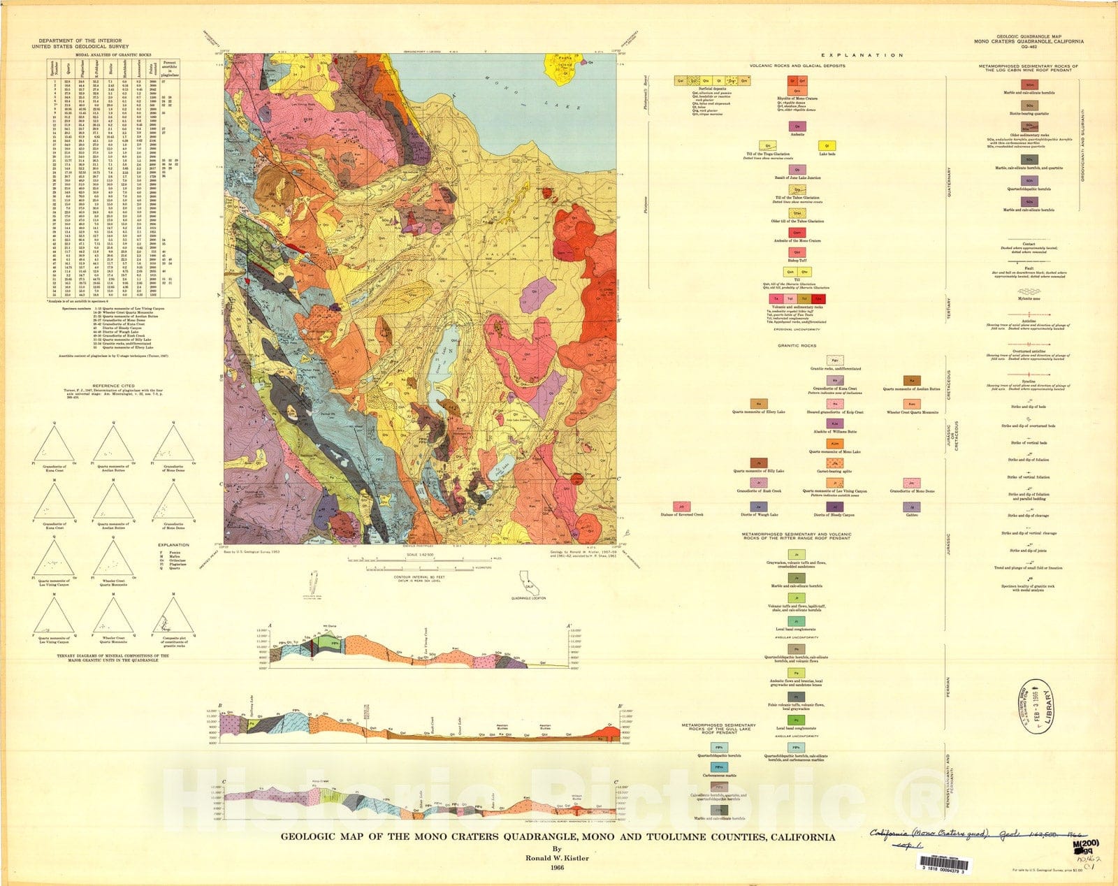 Map : Geologic map of the Mono Craters quadrangle, Mono and Tuolumne C ...