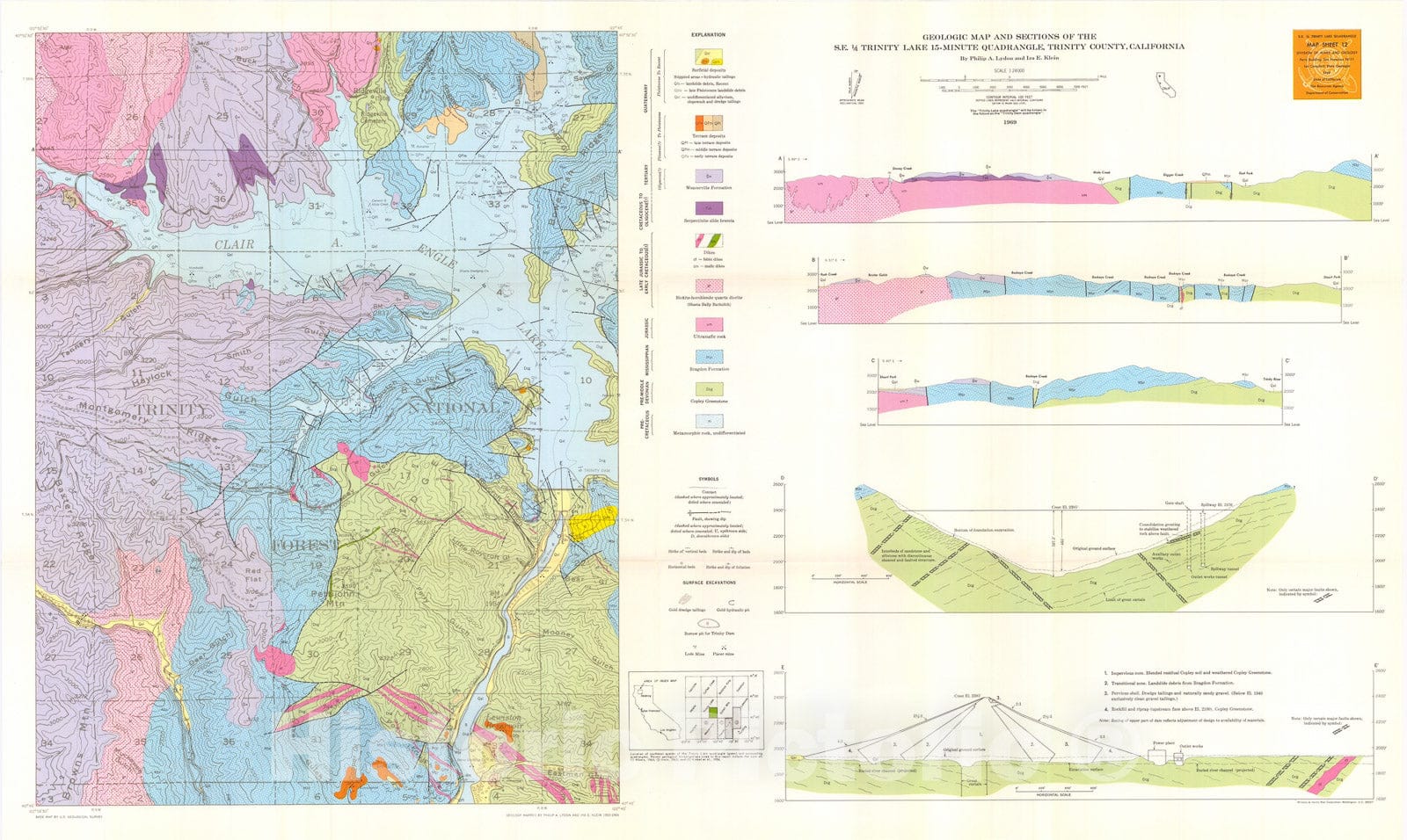 Map : Geology of the southeast quarter of the Trinity Lake quadrangle ...