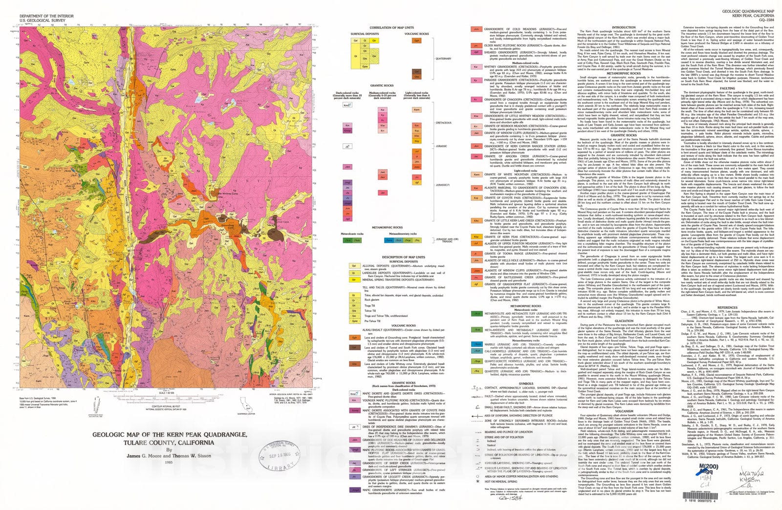 Map : Geologic map of the Kern Peak quadrangle, Tulare County, Califor ...