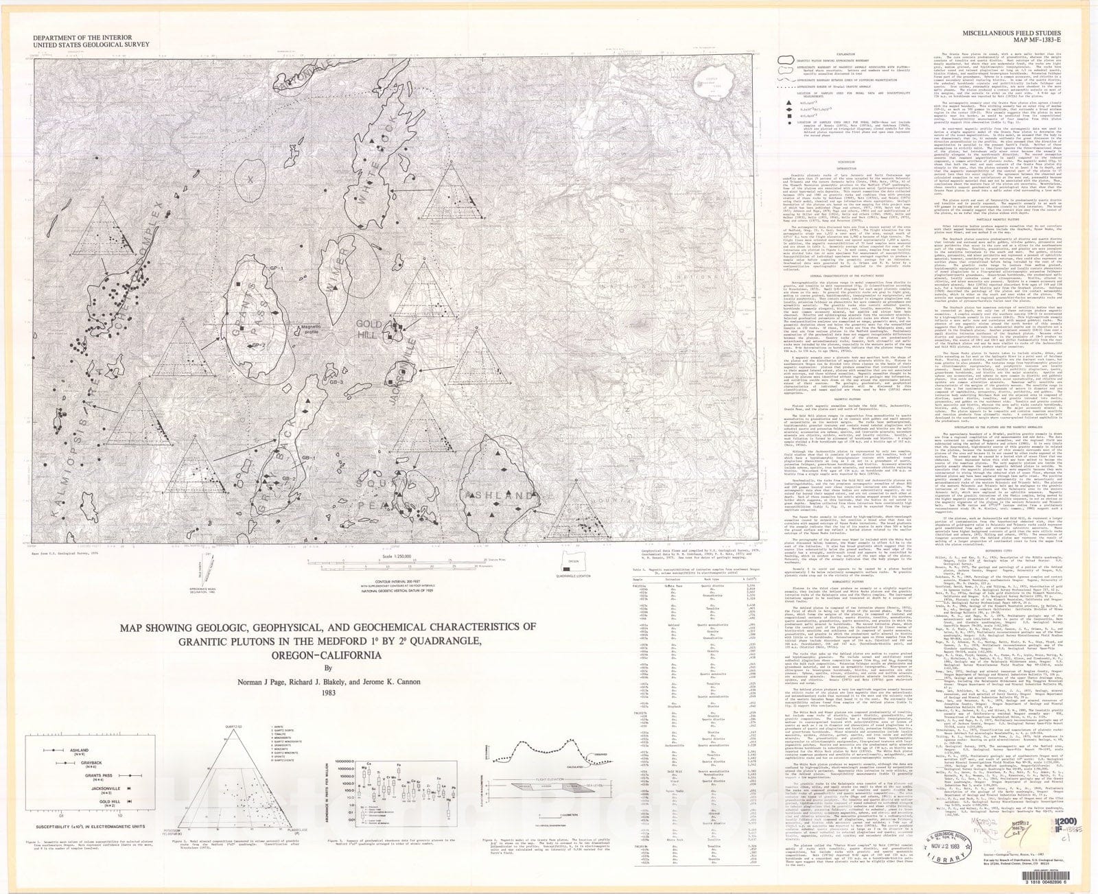 Map : Map showing geologic, geophysical and geochemical characteristic ...