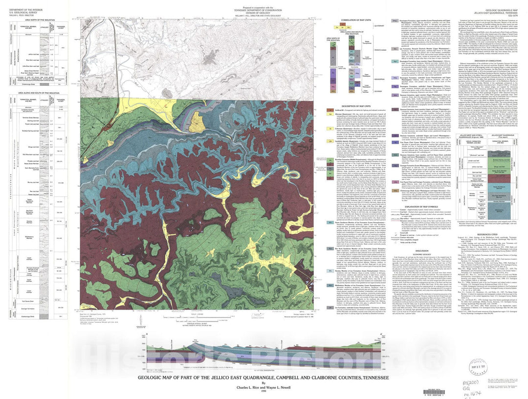 Map : Geologic map of part of the Jellico East quadrangle, Campbell an ...