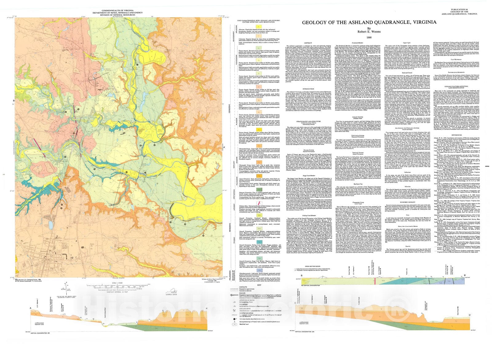 Map : Geology of the Ashland quadrangle, Virginia, 1986 Cartography Wa ...