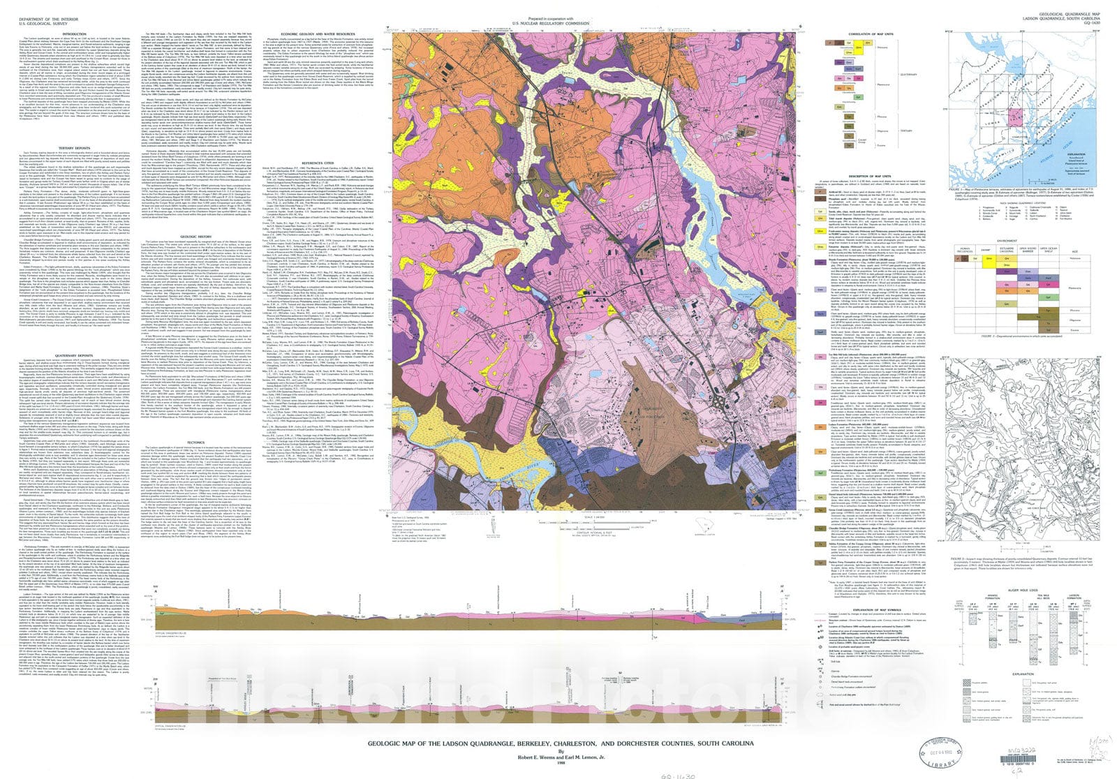 Map : Geologic map of the Ladson quadrangle, Berkeley, Charleston, and ...