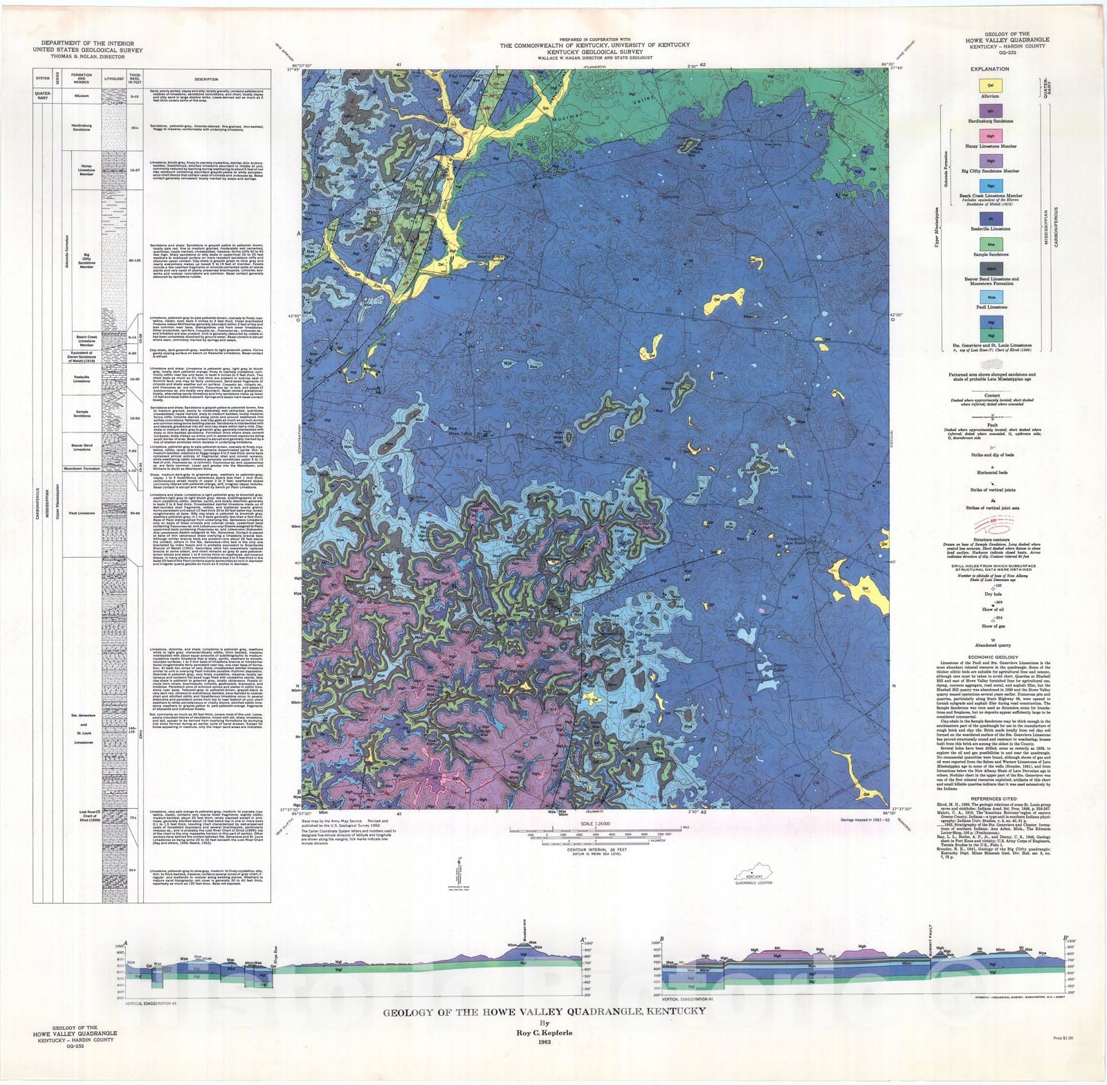 Map : Geology of the Howe Valley quadrangle, Kentucky, 1963 Cartograph ...