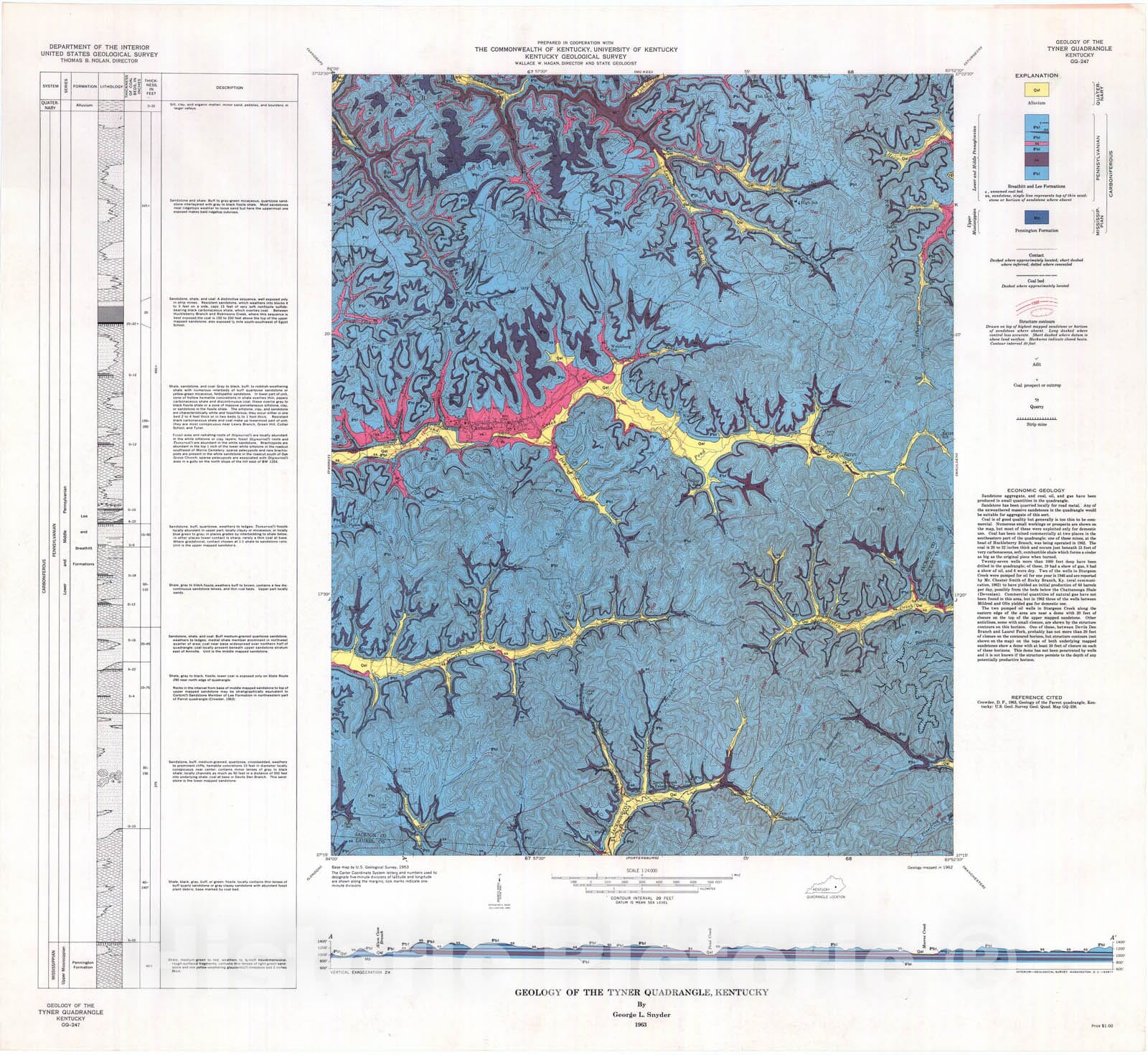 Map : Geology of the Tyner quadrangle, Kentucky, 1963 Cartography Wall ...