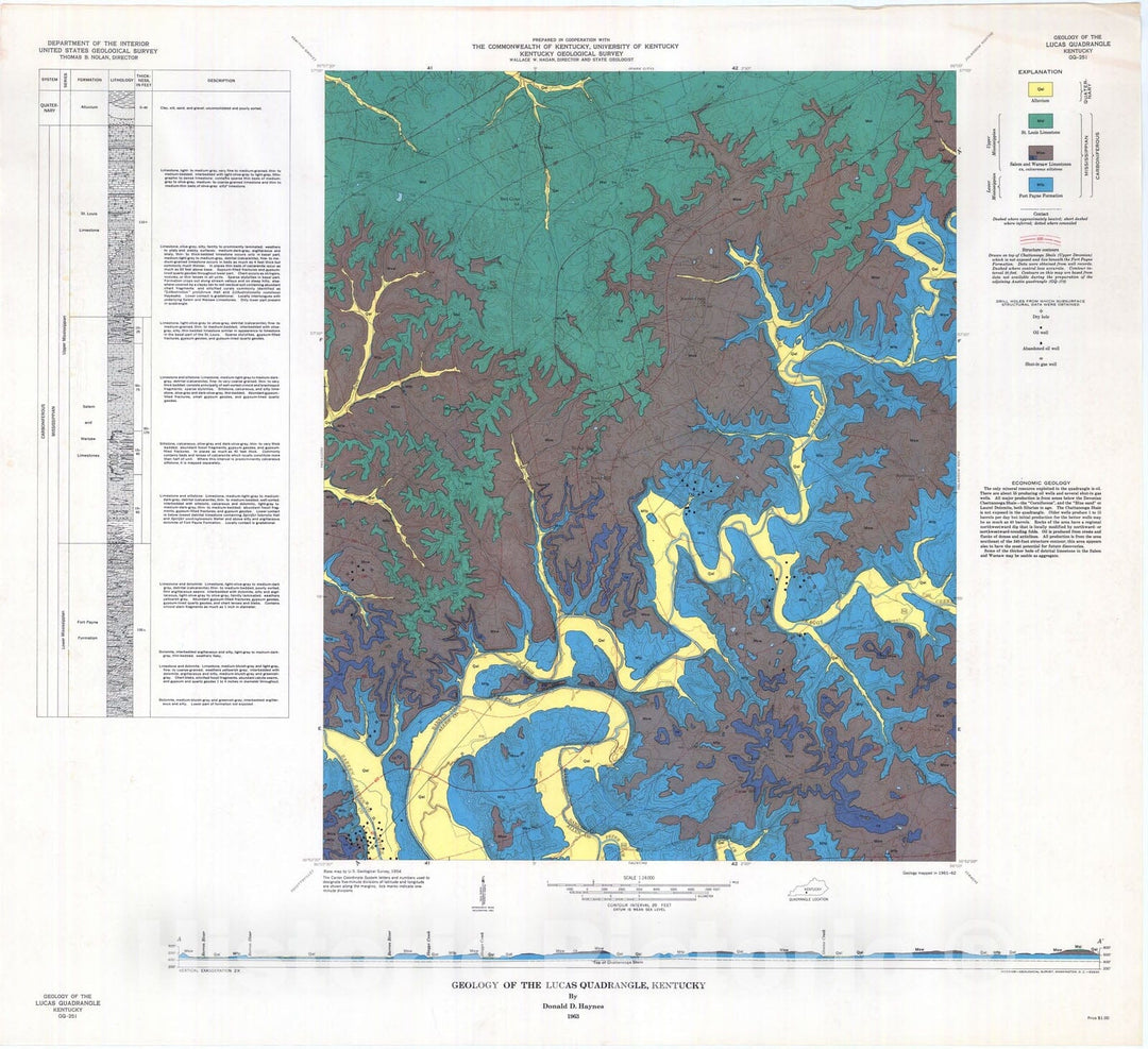 Map : Geology of the Lucas quadrangle, Kentucky, 1963 Cartography Wall ...
