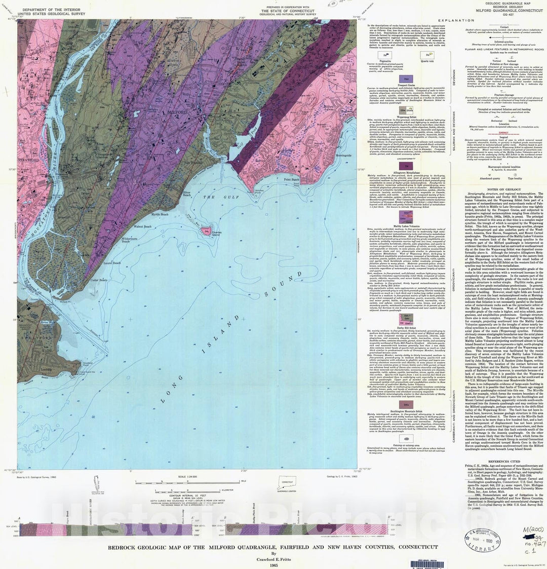 Map : Bedrock geologic map of the Milford quadrangle, Fairfield and Ne ...
