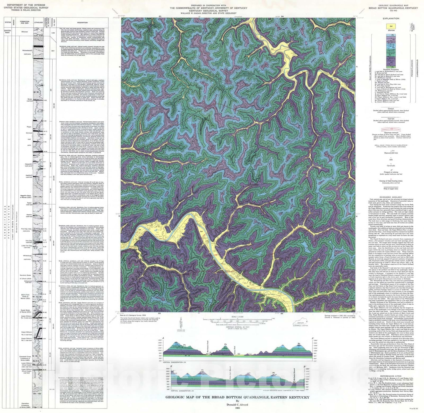 Map : Geologic map of the Broad Bottom quadrangle, eastern Kentucky, 1 ...