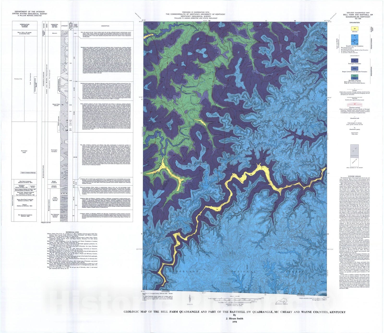 Map : Geologic map of the Bell Farm quadrangle and part of the Barthel ...