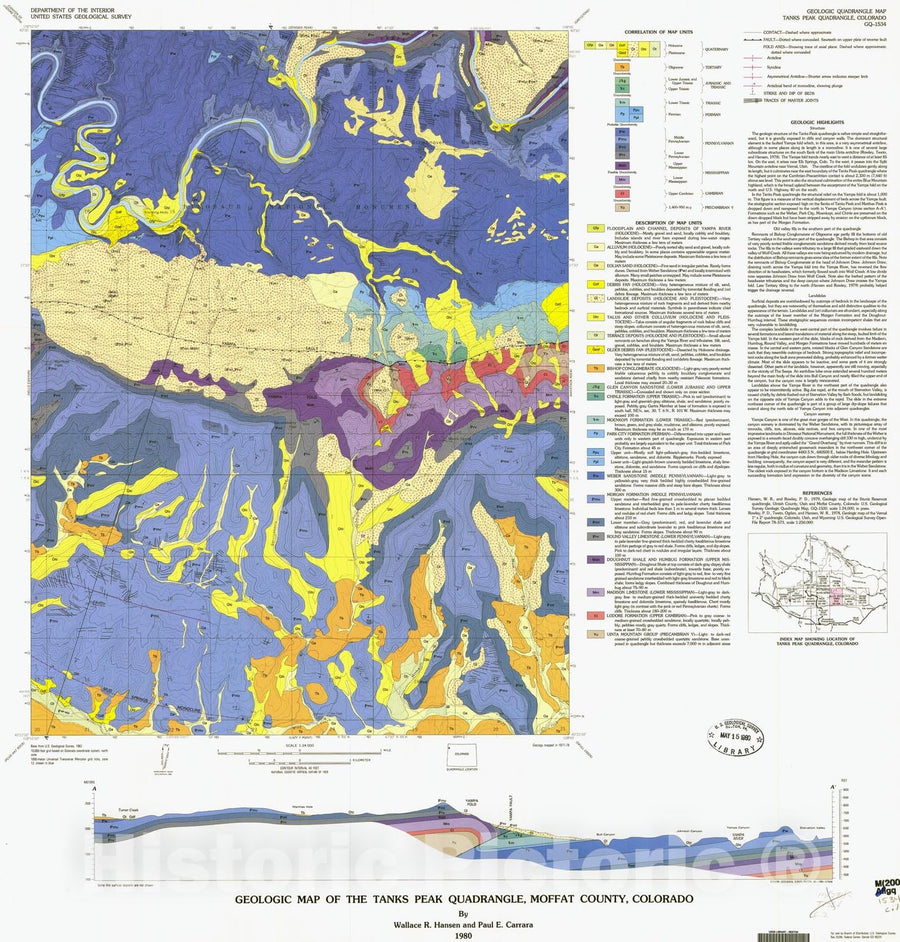 Map : Geologic map of the Tanks Peak quadrangle, Moffat County, Colora ...