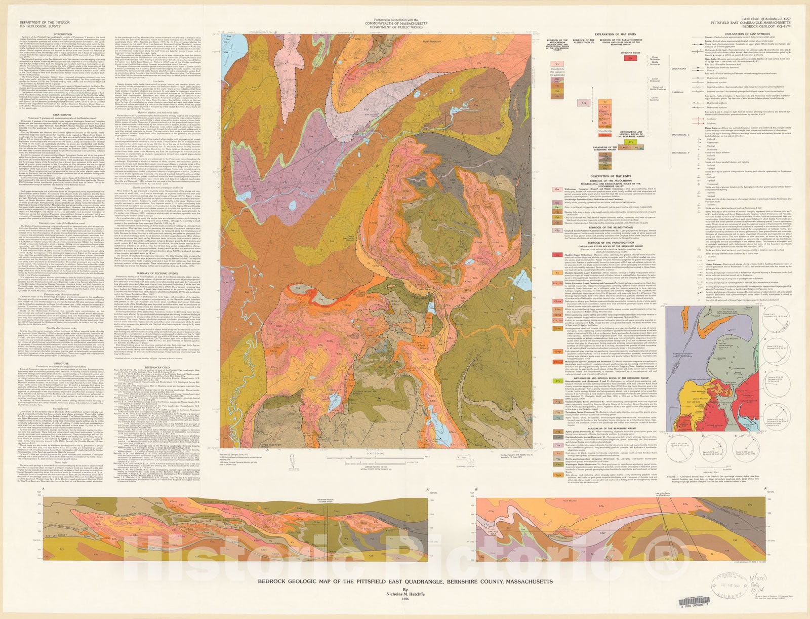 Map : Bedrock geologic map of the Pittsfield East quadrangle, Berkshir ...