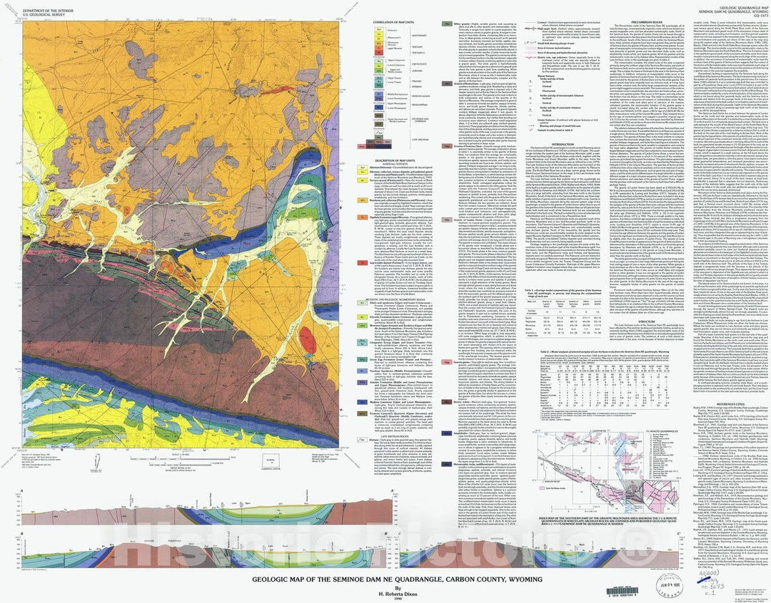 Map : Geologic map of the Seminoe Dam NE quadrangle, Carbon County, Wy ...