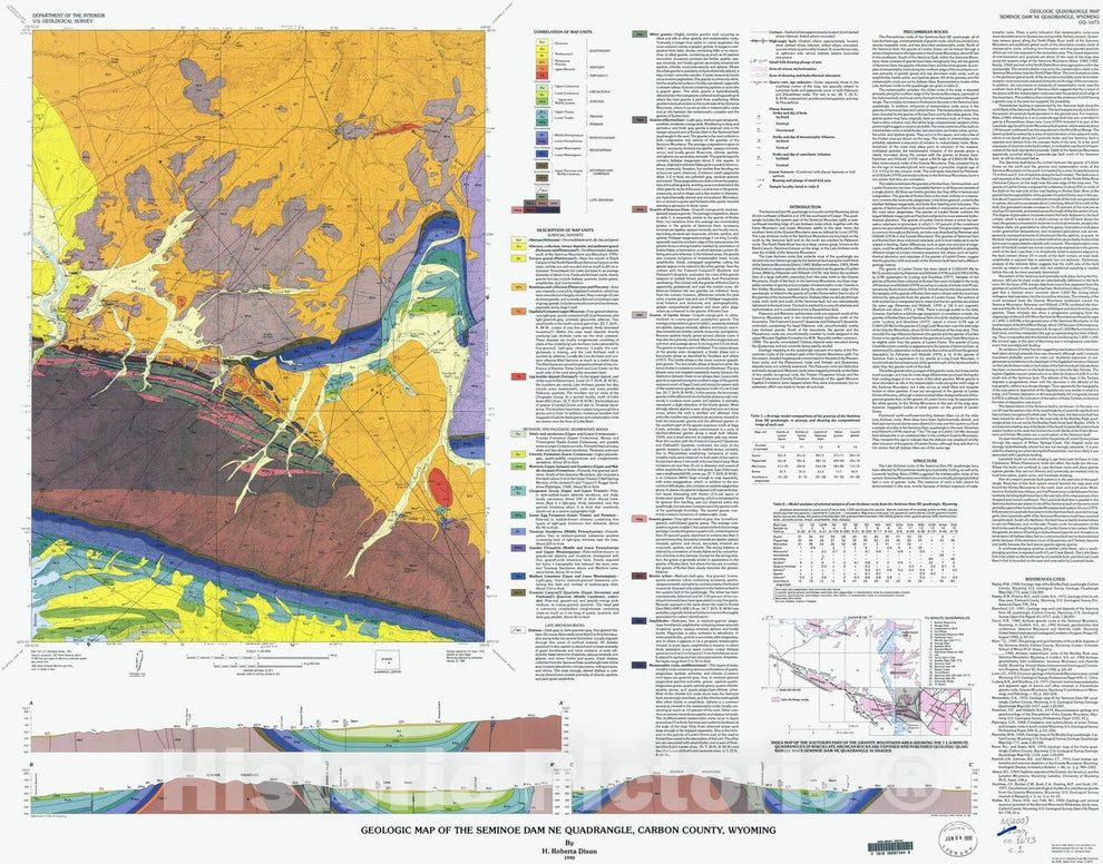 Map : Geologic map of the Seminoe Dam NE quadrangle, Carbon County, Wy ...