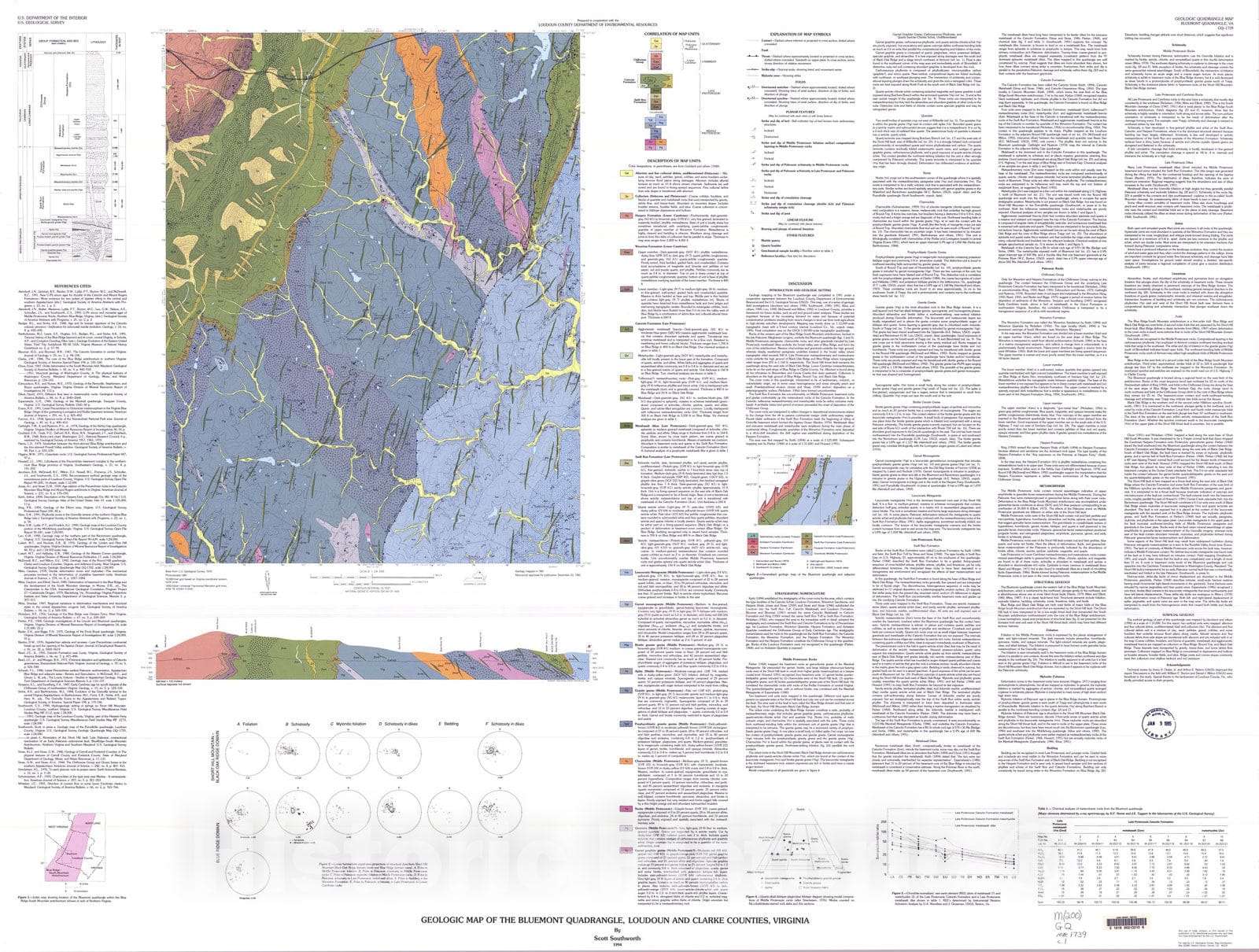 Map : Geologic map of the Bluemont quadrangle, Loudoun and Clarke Coun ...
